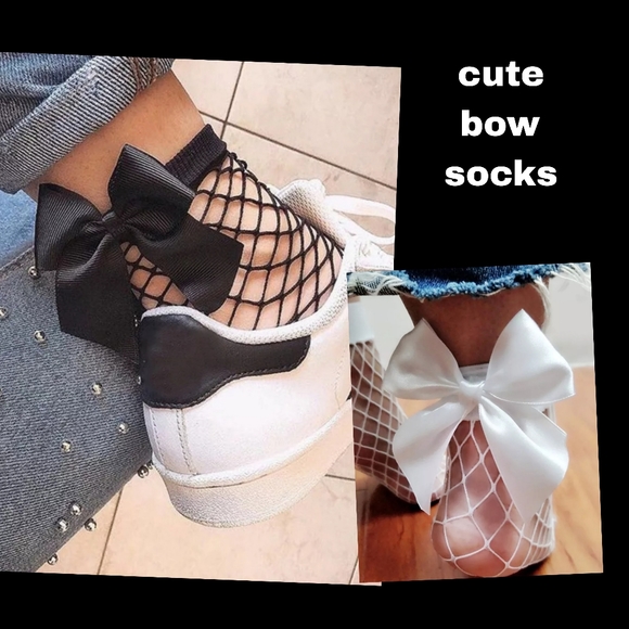Accessories | 2 Pk Cute Bow Meshy Fish Net Socks You May Have White ...